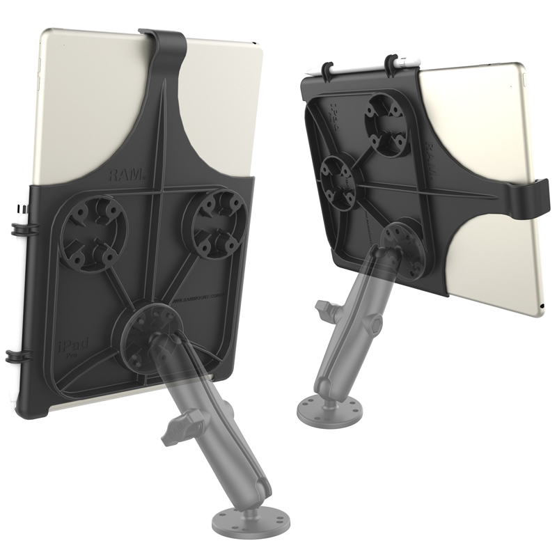 RAM iPad Pro 12.9" Flat Surface Desk Drill Down mount EZ Roll'r cradle