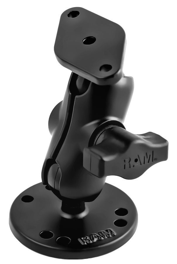 RAM 1" Ball Mount short Double Socket Arm 2.5" Round & Diamond Base ...