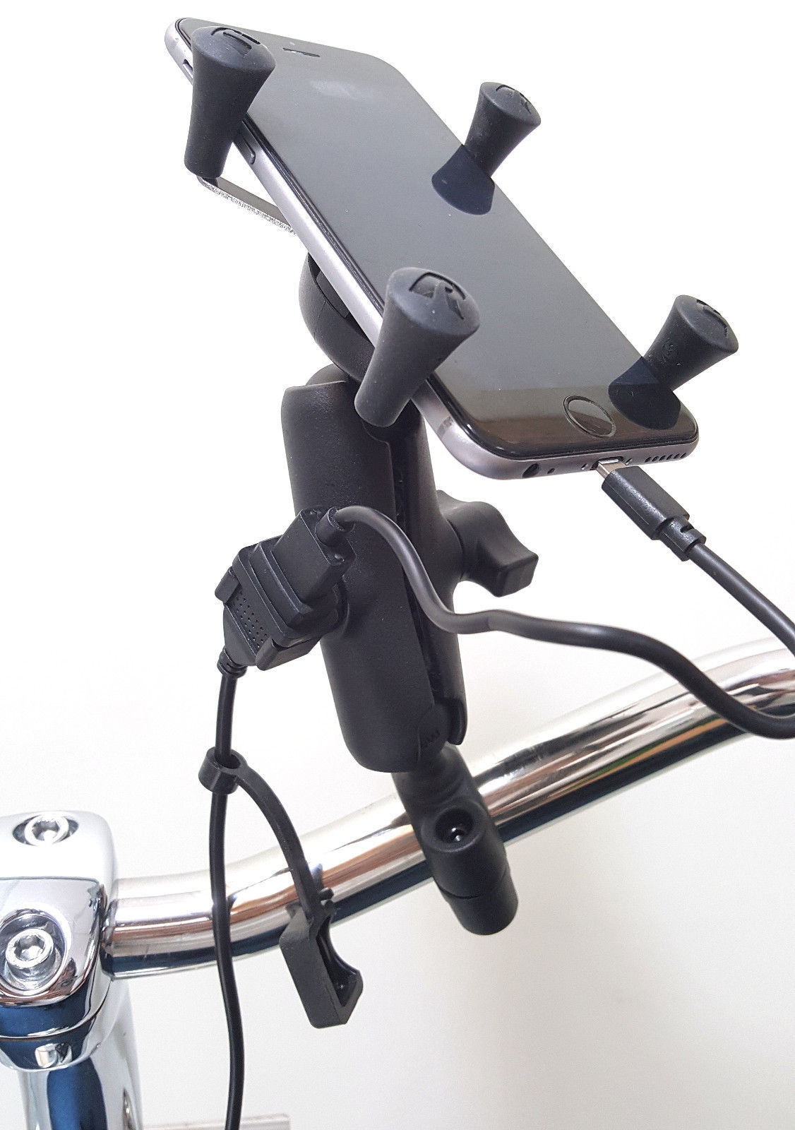 Motorcycle Dual USB Power Handlebar Mount PLUS sized X-Grip - RAM Mount