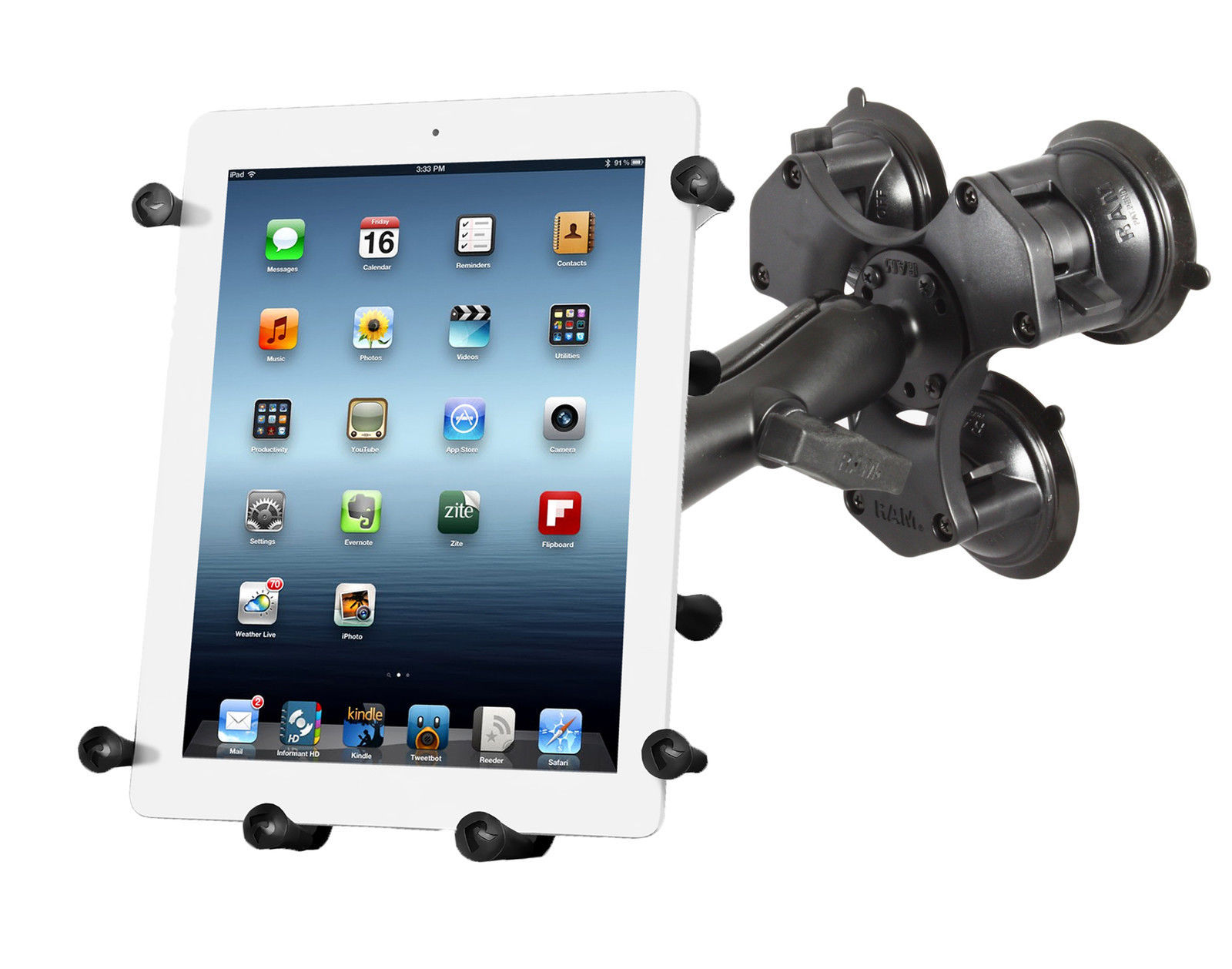 RAM Mount 12" Tablet Triple Suction Cup Mount